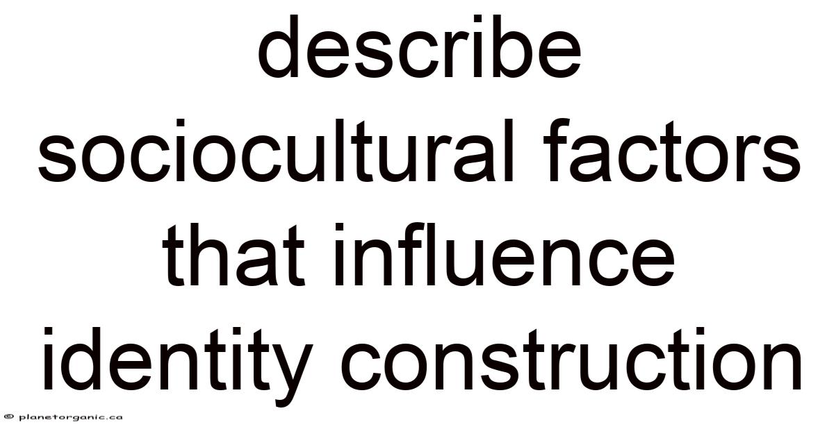Describe Sociocultural Factors That Influence Identity Construction