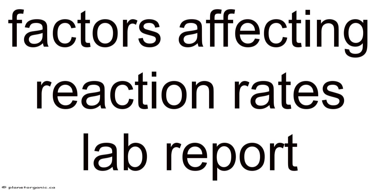 Factors Affecting Reaction Rates Lab Report