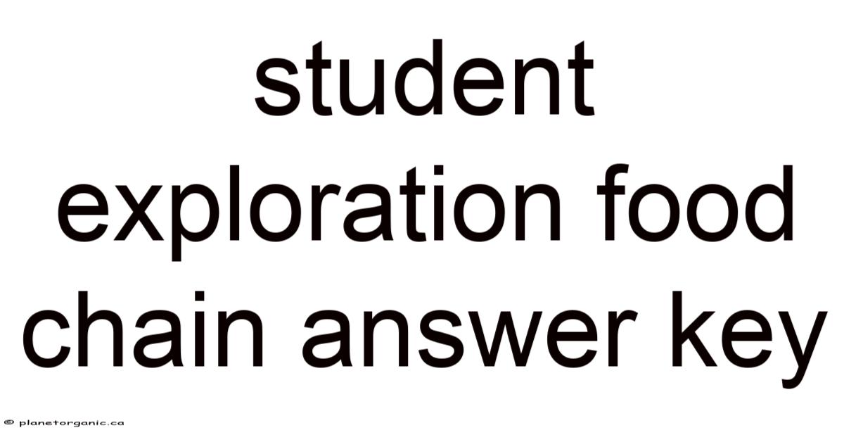 Student Exploration Food Chain Answer Key