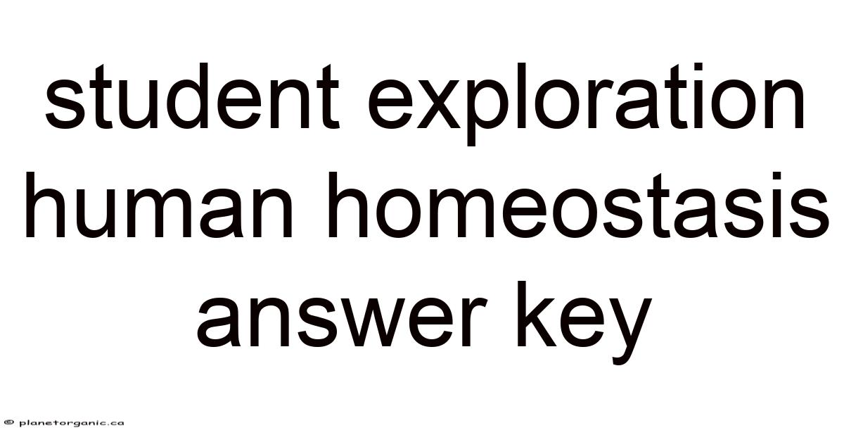 Student Exploration Human Homeostasis Answer Key